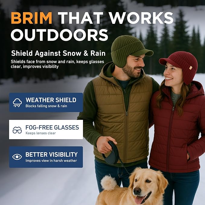 DryKnit™ Waterproof Merino Wool Beanie with Ear Flaps – Fleece Lined W ...